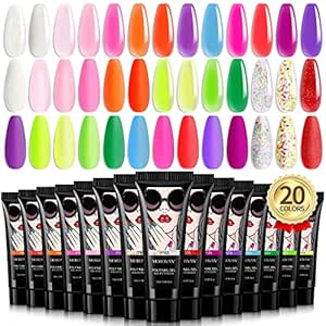 Amazon.com : Morovan Poly Gel Nail Kit - 20 Colors Poly Gel Kits Poly ...