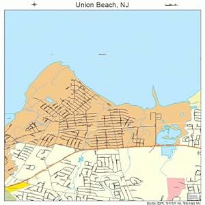 Amazon.com: Large Street & Road Map of Union Beach, New Jersey NJ ...