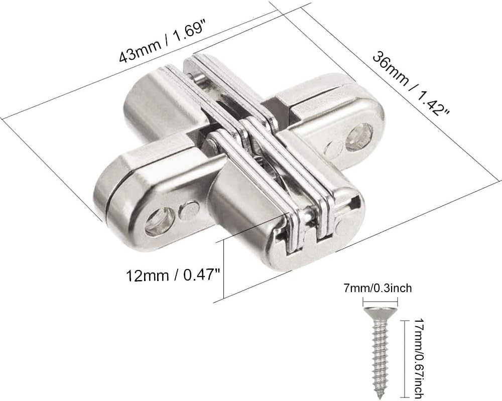 PERFETSELL 2 PCS Hidden Hinges Invisible Concealed Cross Hinges 180 ...