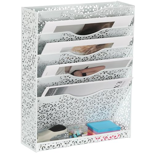 EasyPAG Desk File Organizer Heavy Duty Metal Wall Mount File Holder 5 ...