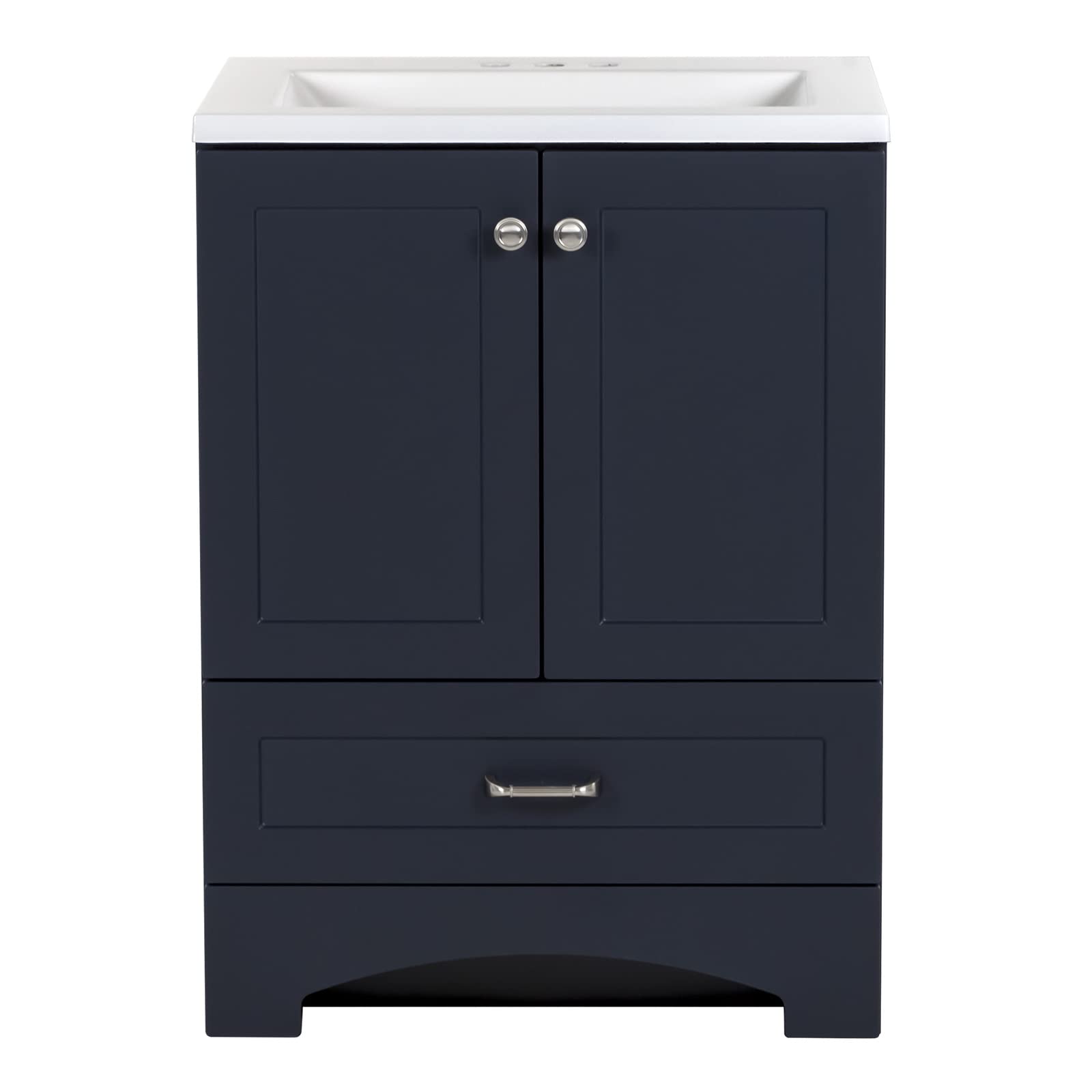 Spring Mill Cabinets Emlyn 24 Inch Bathroom Vanity with White Single Sink Top, 2-Door Cabinet, 1 ...