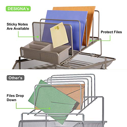 DESIGNA Stackable Mesh Desk Organizer with 3 Sliding Letter Trays 4 ...