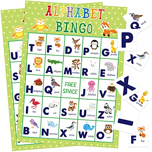 FANCY LAND Alphabet Bingo Game for Kids 24 Players Animal Letter ...