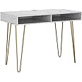 Novogratz Athena Computer Desk with Storage, White Marble : Amazon.ca ...