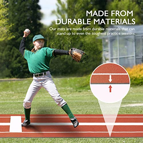 Softball Pitching Mat, 10x3 Ft Baseball Pitching Rubber Softball ...