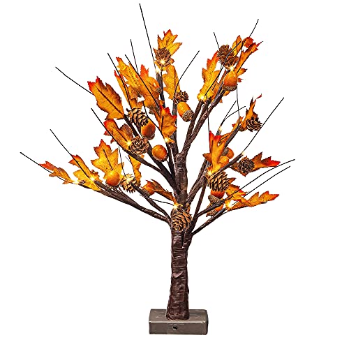 FUNPENY 24 LED Lighted Fall Maple Tree, Thanksgiving Tabletop Autumn ...