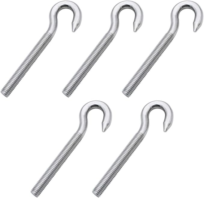 RtottiM 5 Pcs 304 Stainless Steel Screw Hooks M8 Ring Hooks Screw Hook ...