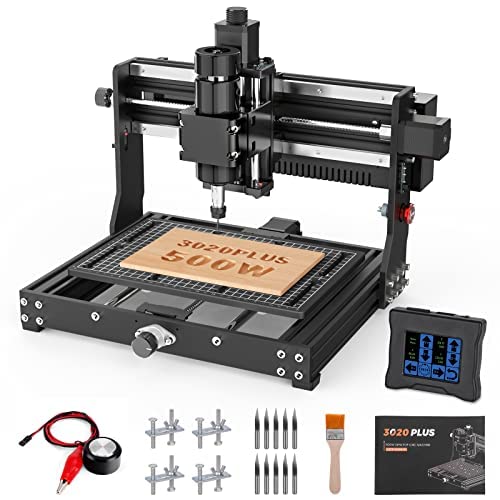 CNC Wood Router Machine HT-3020Plus, 500W Spindle 3 Axis Desktop Mini CNC Machine for Metal ...