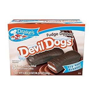 Amazon.com : Drake's Fudge Dipped Devil Dogs, 1 Box, 8 Individually ...