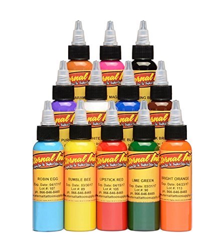 Eternal Authentic Tattoo Ink 12 Color Sample Set- 1/2 oz - Madcity Tattoo