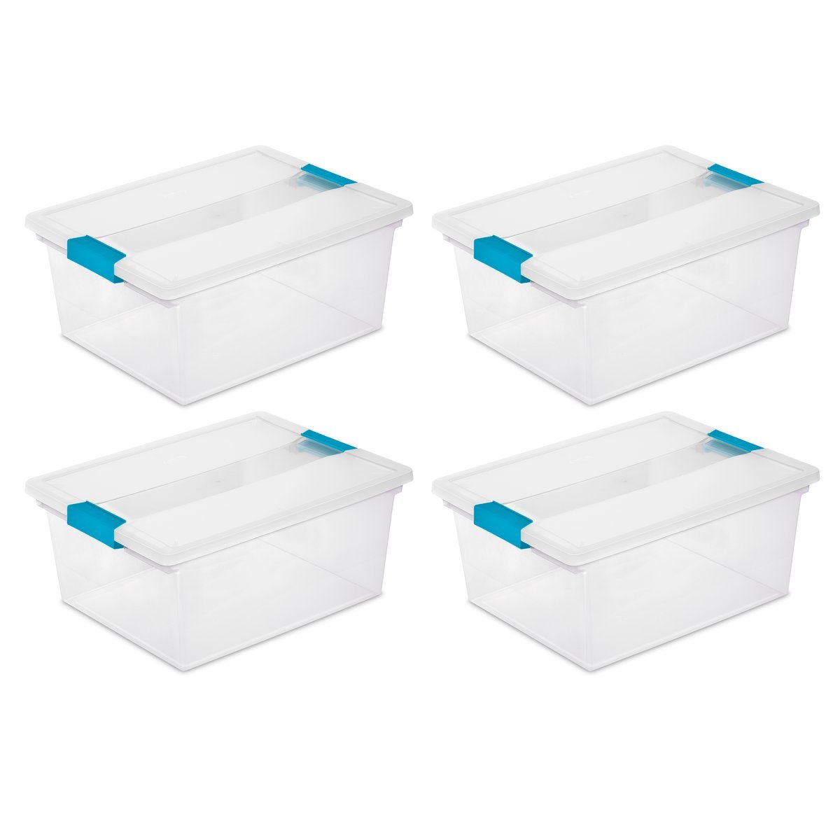 Clear With Blue Aquarium Latches 6 Pack Sterilite 19638606 Large Clip 
