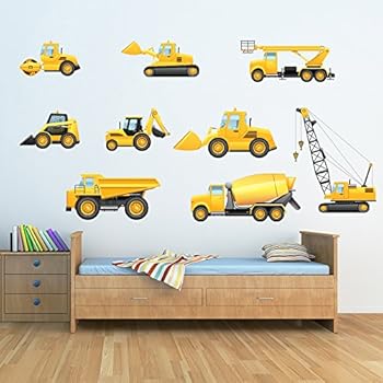 Amazon.com: Construction Equipment Wall Decals Removable Wall Stickers ...