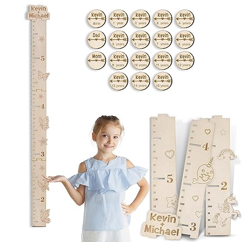 Personalized Wooden Growth Chart for Girls - Height Chart Unicorn for ...
