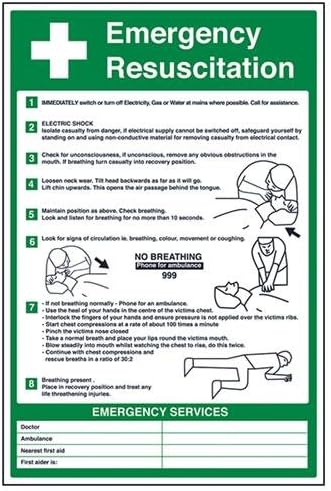 VSafety Emergency Resuscitation Sign – Portrait – 400mm x 600mm – Self ...