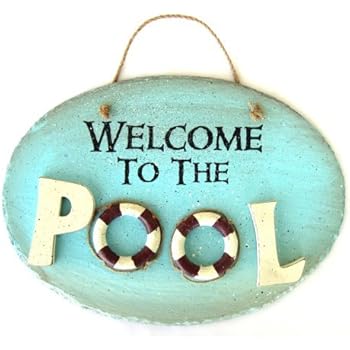 Amazon.com: Welcome To The Pool Swimming Slate Sign Wal Plaque: Home ...