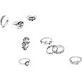 Amazon.com: Yovic Boho Vintage Silver Joint Knuckle Rings Silver Hollow ...
