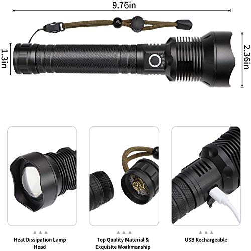 LED Tactical Flashlight, 5000 Lumens Bright Flashlight Waterproof ...