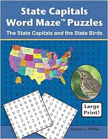 State Capitals Word Maze Puzzles: The State Capitals and the State ...