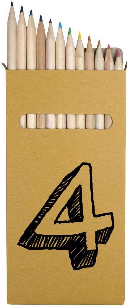 Azeeda 12 x 'Number Four' Long 178mm Coloured Pencils/Pencil Set ...