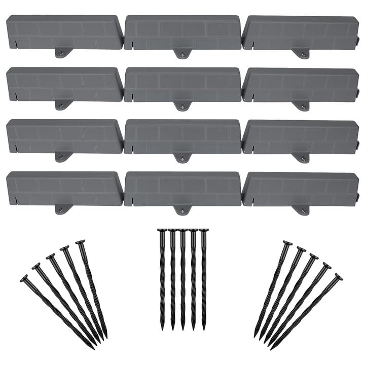 Landscape Edging Border with Anchoring Spikes, 20Pcs Garden Edging Border, Landscape Edging for ...