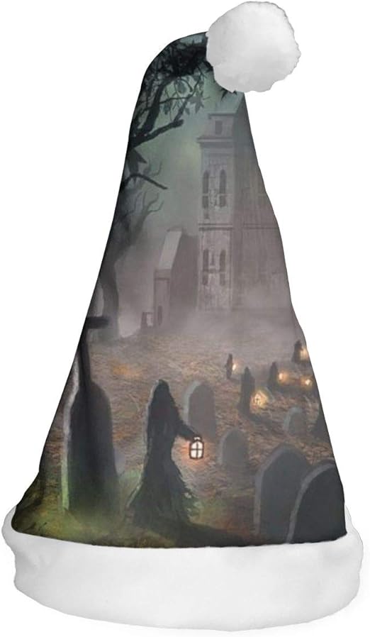 Amazon.com: Halloween Horror Printed Christmas Hat Christmas Holiday ...