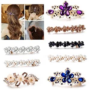 Amazon.com : Minimalism CZ White Pearl Hair Clips Decorative Champagne ...