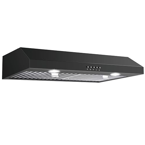 SNDOAS Under Cabinet Range Hood 30 inch,Black Range Hood with 430 Spray ...