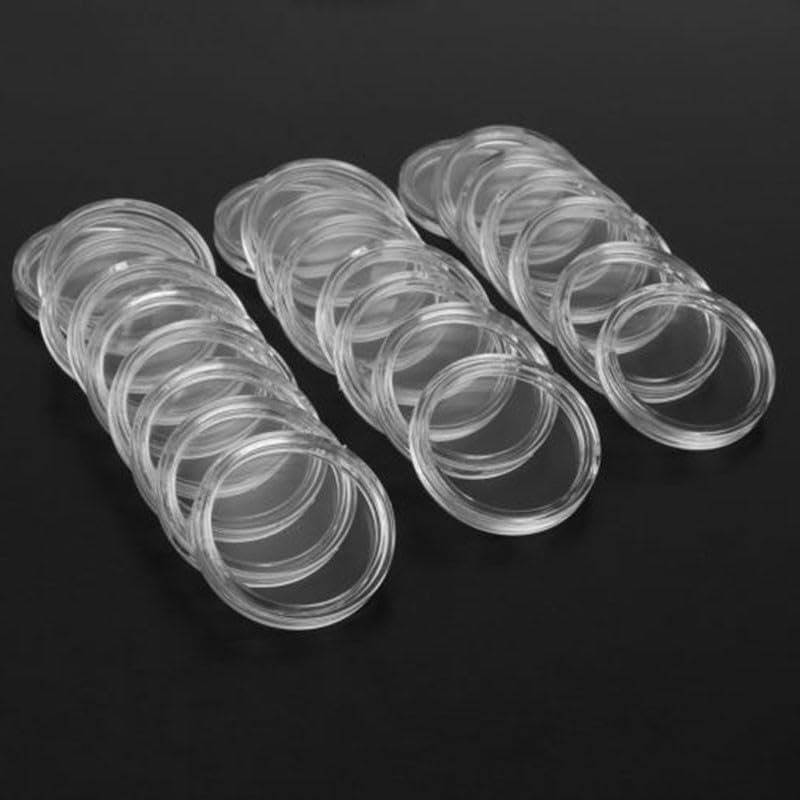 100 Pcs 33 Mm Coin Holder Capsules Clear Round Plastic Coin Container ...