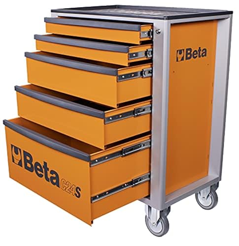 Beta Orange Tool Storage Cabinet with Wheels - Portable Tool Chest with 5 Drawers - C24S/5-O in ...