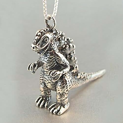 Amazon.com: Godzilla Inspired Necklace Godzilla Silver Charm Lizard ...