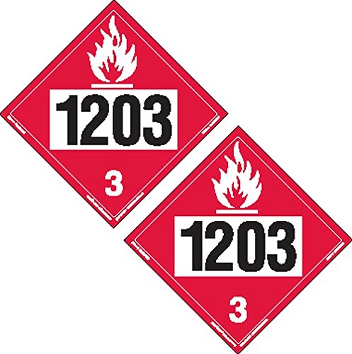Labelmaster ZTV1203 Two-Sided 4-Digit Hazmat Placard, 1203 Gasoline ...