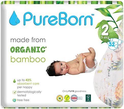 PureBorn Nappies Pure Organic Bamboo Nappies – Nappies Size 2 ...