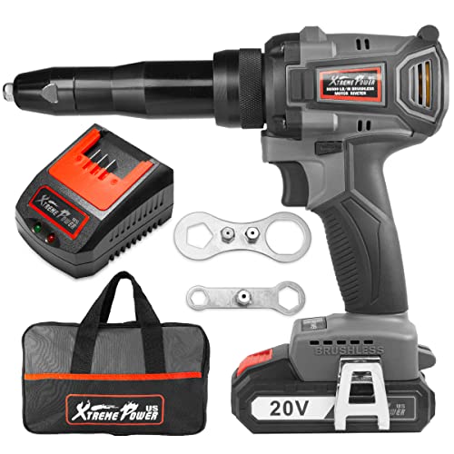 XtremepowerUS Cordless Rivet Gun Brushless, 20V Lithium-ion Automatic ...