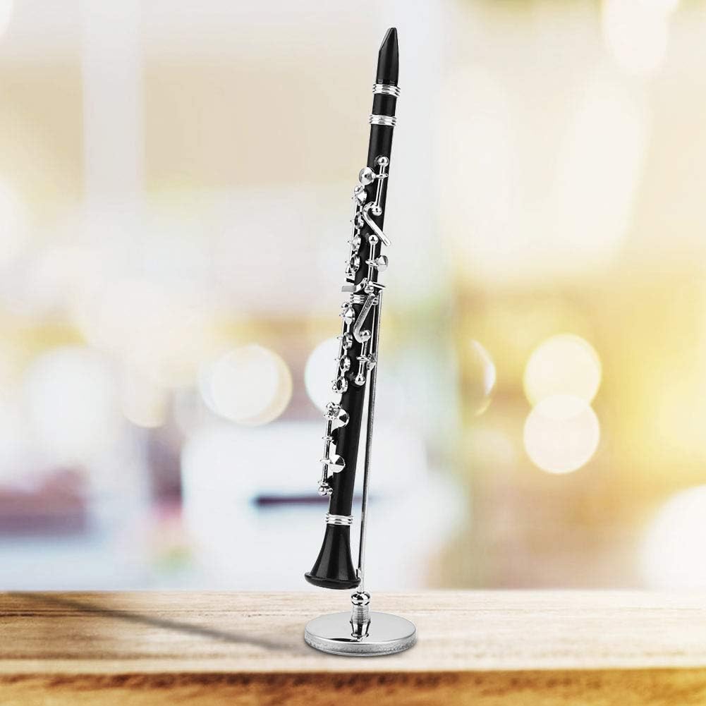 Hztyyier 16cm Miniature Black Clarinet Musical Instrument Brass Miniature Clarinet Model with ...