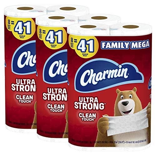 Charmin Ultra Strong Clean Touch Toilet Paper, 24 Family Mega Rolls and ...