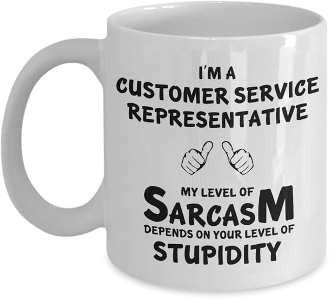 Amazon.com: Funny Customer service representative Coffee Mug - My Level ...