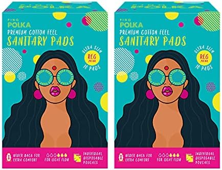 Pinq Polka Premium Cotton Feel Ultra Sanitary Pads, Regular, Pack of 20 ...