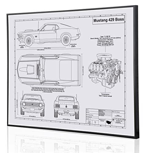Amazon.com: Ford Mustang 429 Boss Blueprint Artwork-Laser Marked ...