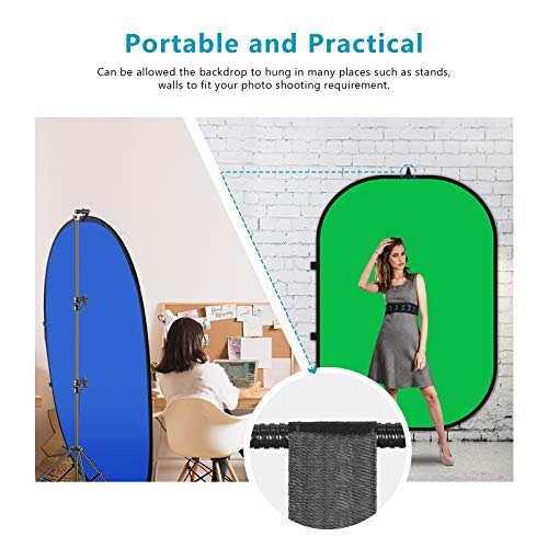 NEEWER 5x7ft/1.5x2m Chromakey Green Screen Blue Green 2 in 1 Double ...