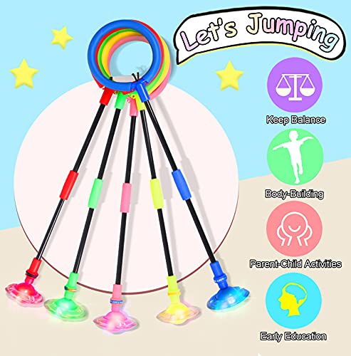 SIERLIKY Skip Ball for Kids, Foldable Ankle Skip Ball Colorful Light ...