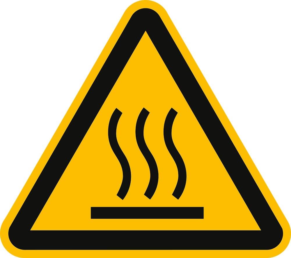 Warnschild: Warnung vor heißer Oberfläche Material: PolyesterFolie ...