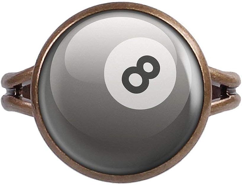 Mylery Ring with Cabochon Picture 8-Ball Eight-Ball Pool Billiard Ball ...
