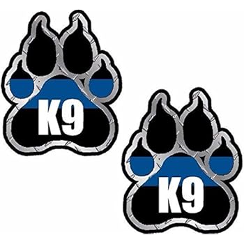 Amazon.com: 2 - 3"x2.5" Police K9 Paw Decal SET K-9 Officer Dog Unit ...