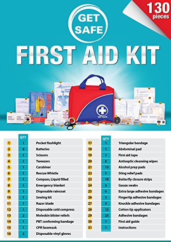 First Aid Kit Ultra-light - 130 Supplies Medical - by Get Safe - Bonus ...