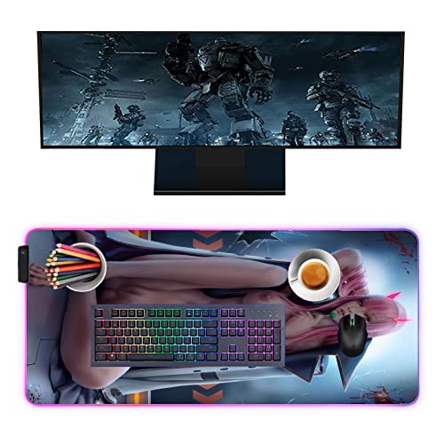 Mouse Pads Sexy Anime Girl RGB Mouse Pad LED Large Gaming Mat XXL ...