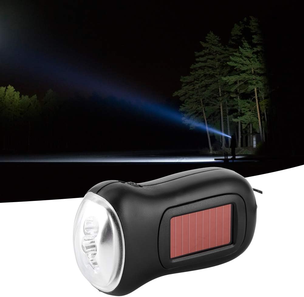 Hand Crank Solar Powered Rechargeable Flashlight LED Emergency Dynamo ...