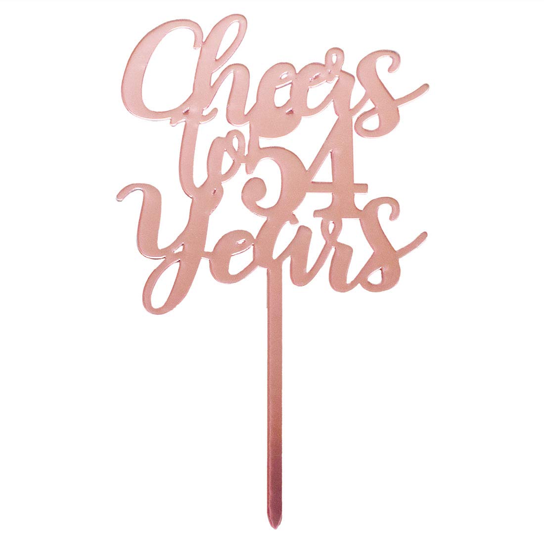 MAGJUCHE Cheers to 54 years cake topper, rose gold Happy 54th Birthday ...