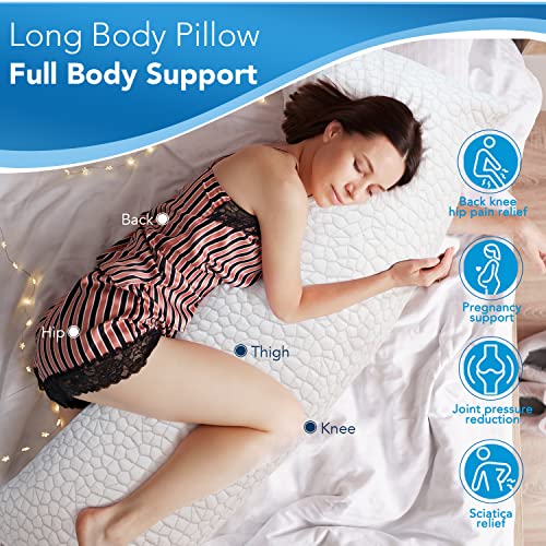 Cooling Body Pillow for Adults,Adjustable 58inch Extra Long Pillows for Sleeping, Shredded ...