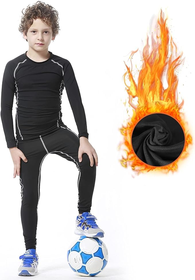 Muzikin Youth Kids'Thermal Underwear Set, Fleece-Lined Compression ...