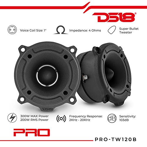 DS18 PRO-TW120B Super Tweeter in Black - 1", Aluminum Frame and ...